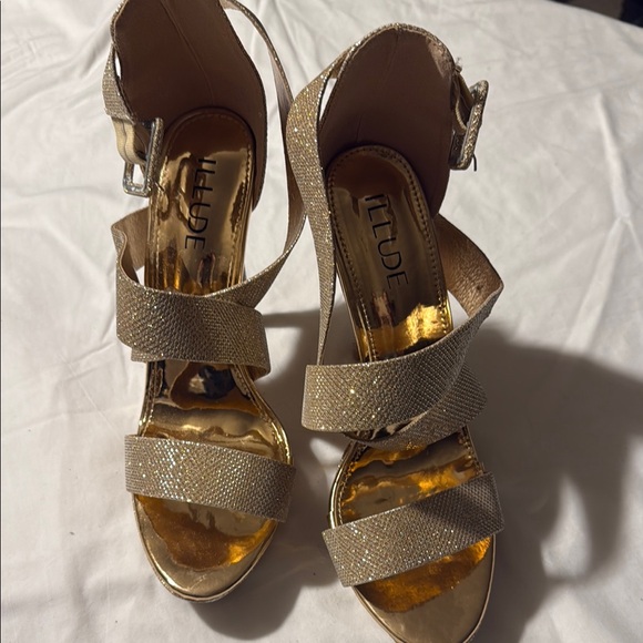 illude | Shoes | Gold Glitter Womens Heels | Poshmark